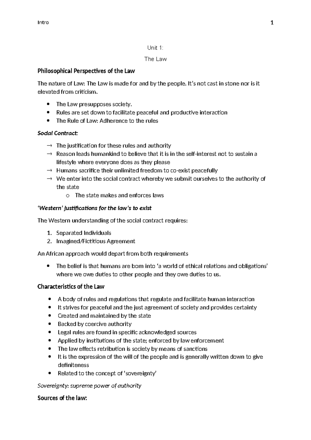 Chapter 1 & 2 Intro - The Law; The History of South African Law - Unit ...