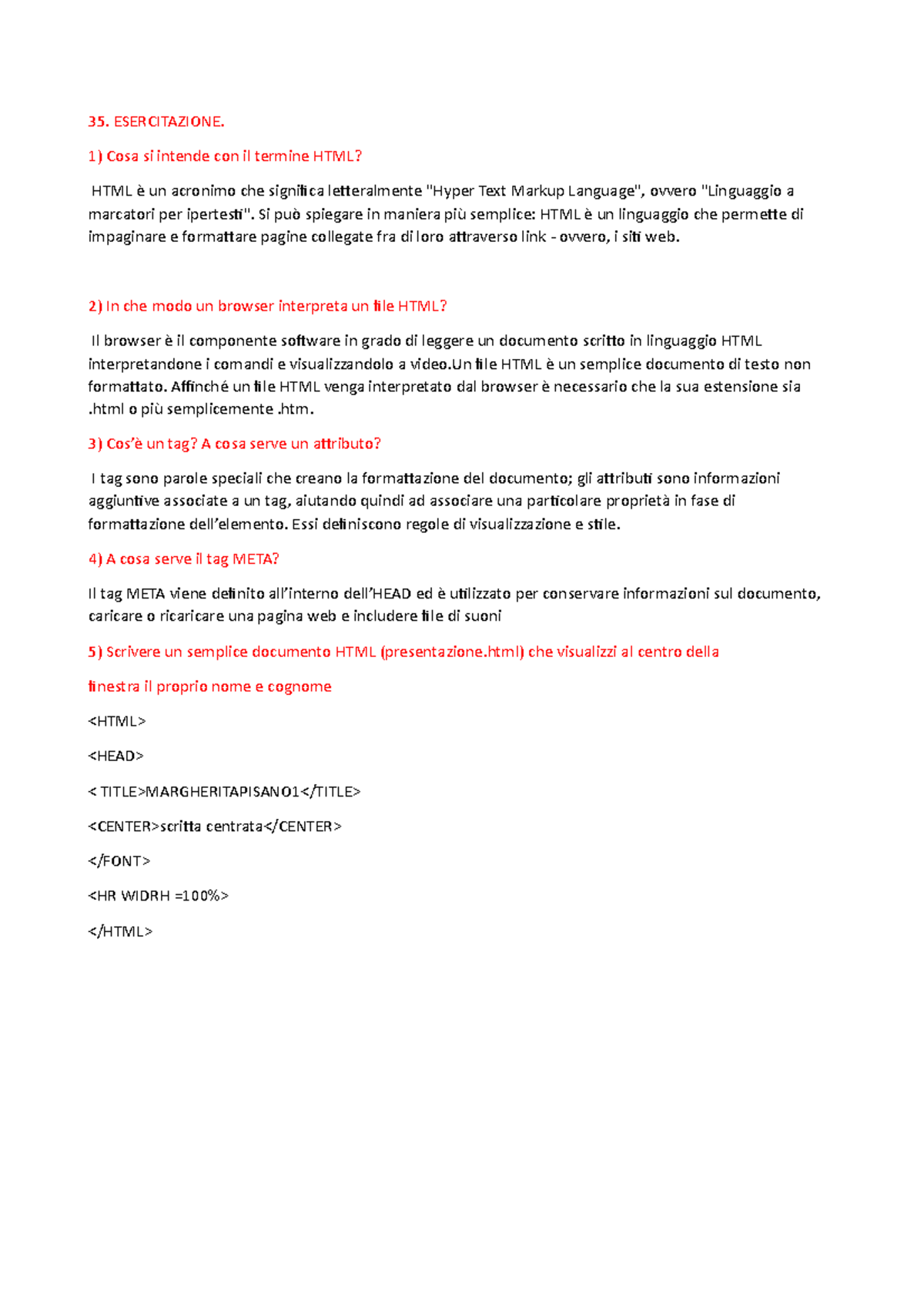 Lezione 35 - esercizi obbligatori - 35. ESERCITAZIONE. Cosa si intende ...