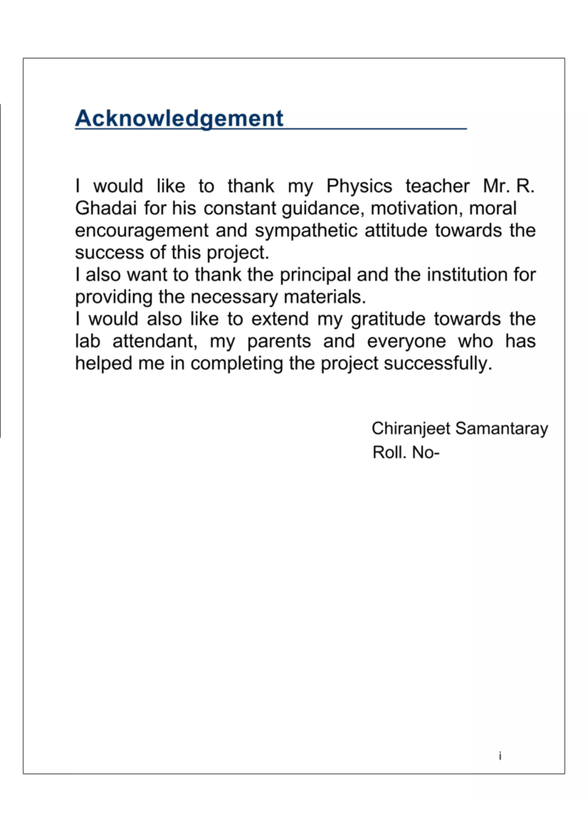 Physics - +2 CBSE - Acknowledgement I would like to thank my Physics ...