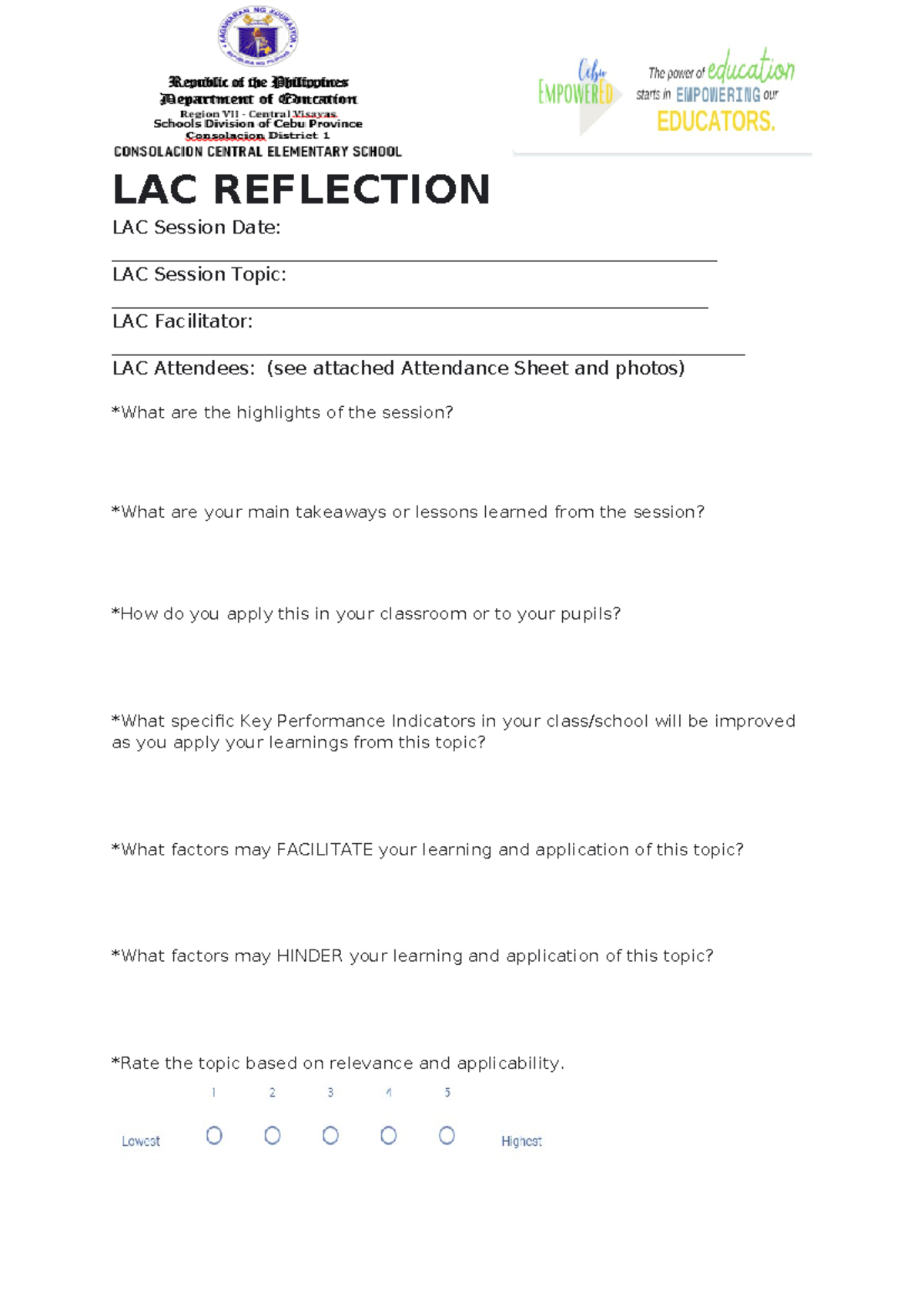 Teachers-LAC- Reflection - LAC REFLECTION LAC Session Date: - Studocu