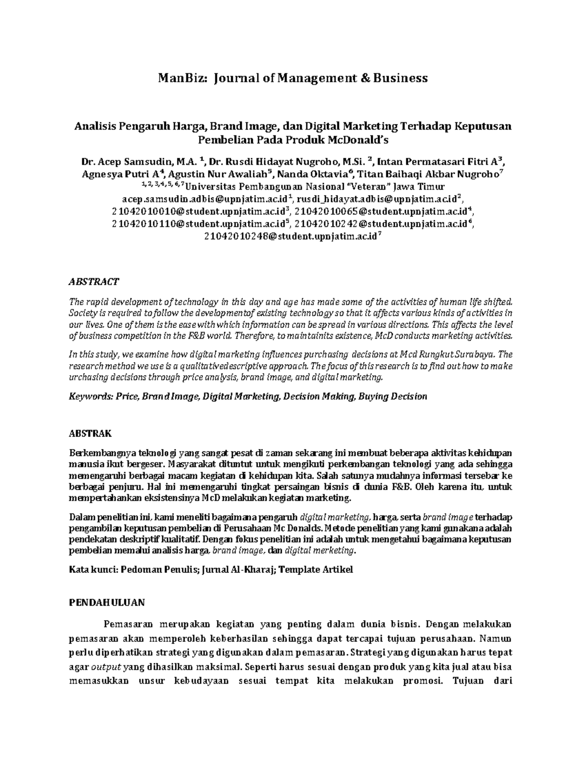 Analisis Pengaruh Harga, Brand Image, dan Digital Marketing Terhadap Keputusan Pembelian Pada ...