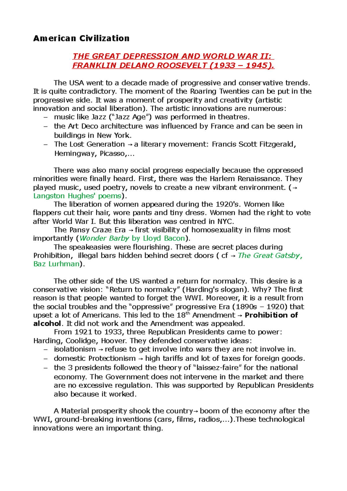 THE Great Depression AND World WAR II - American Civilization THE GREAT ...