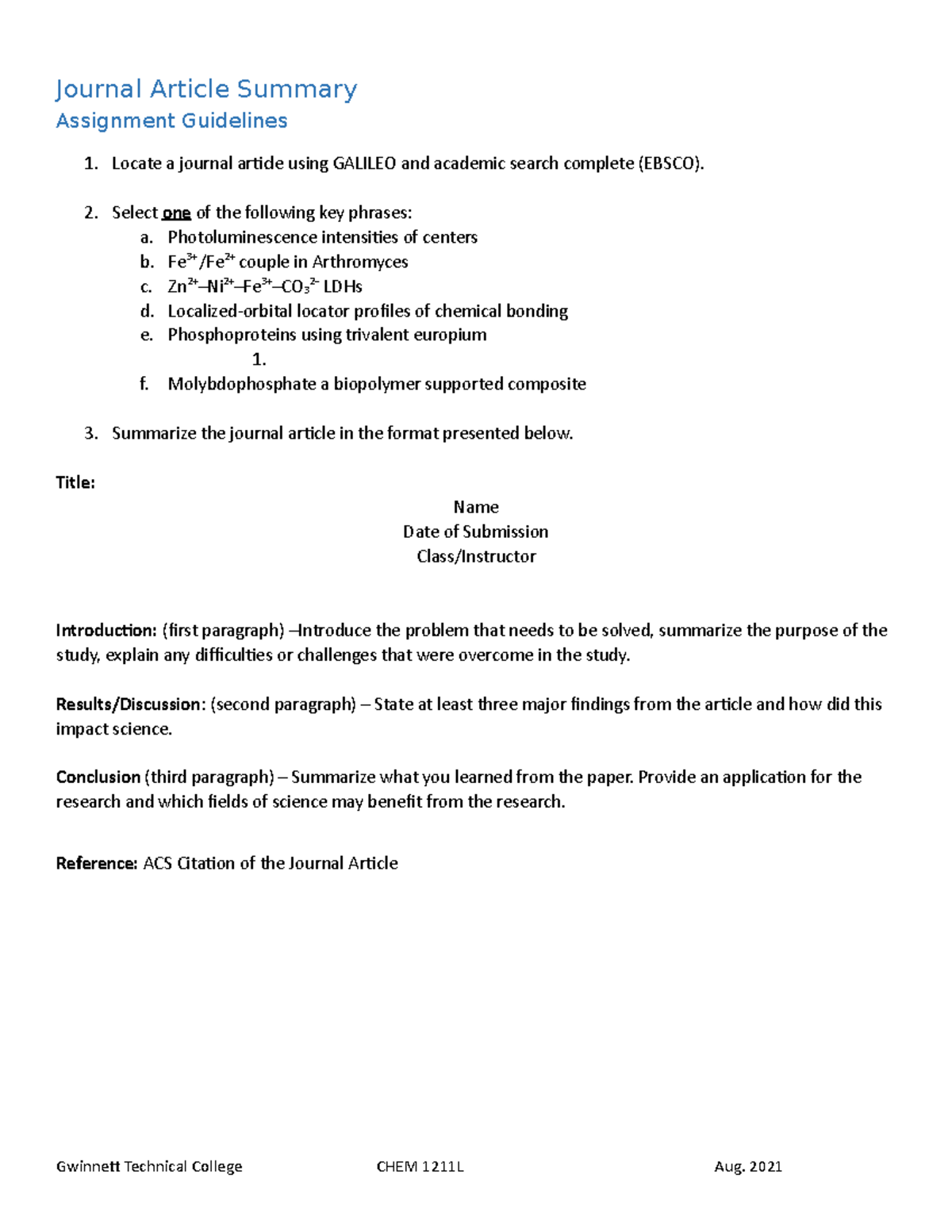 Journal Article Summary ADA - Journal Article Summary Assignment ...