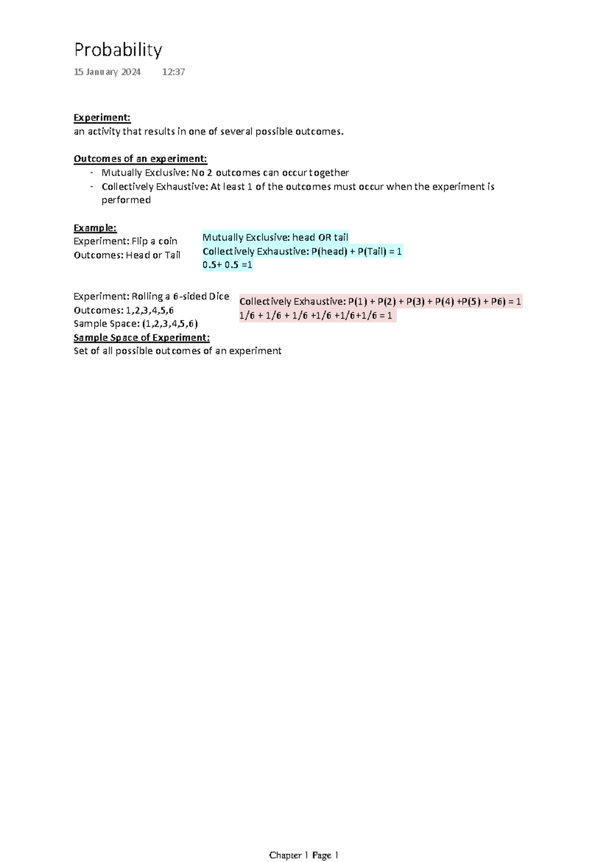 Probability - Basic Concept on Probabilities - Experiment: an activity ...