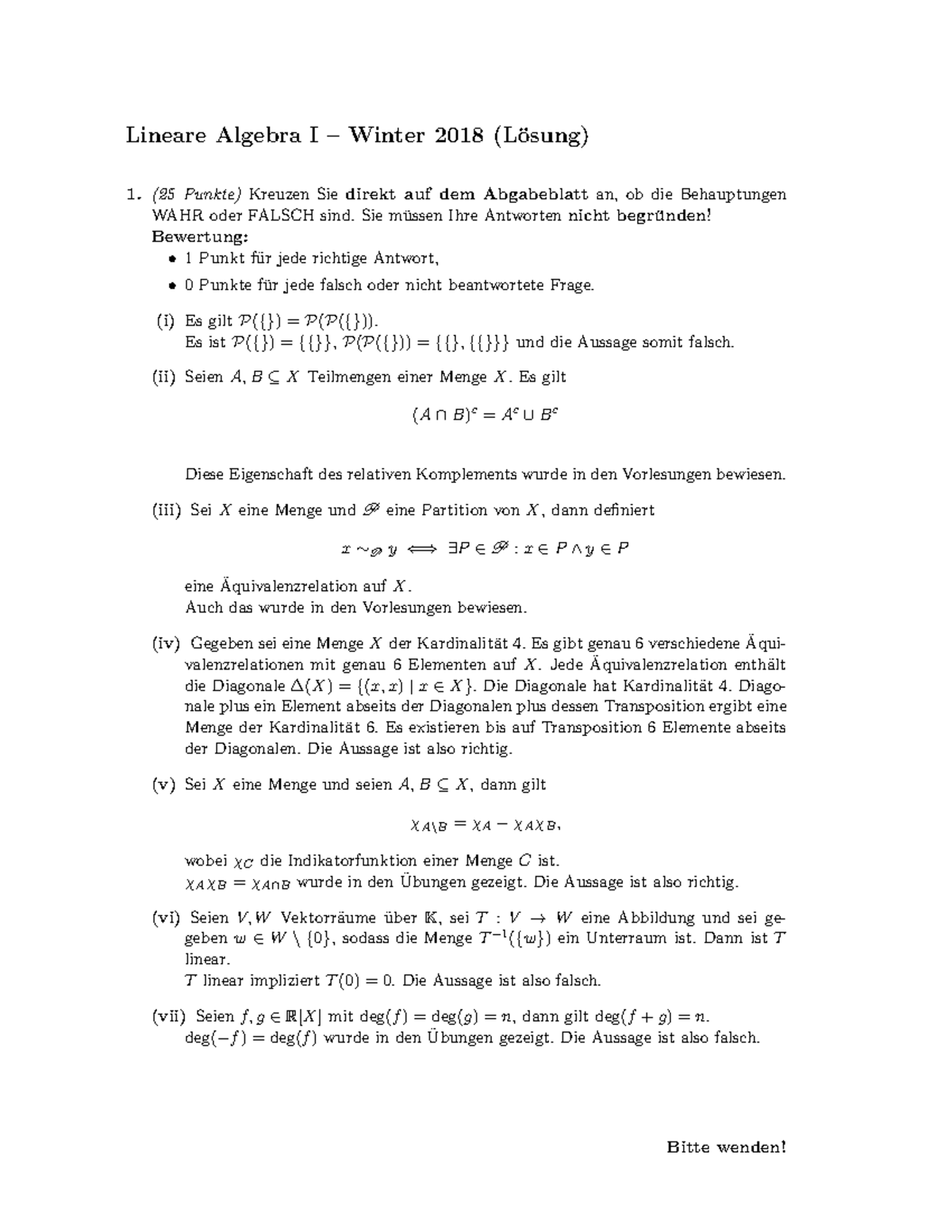 Lineare Algebra II solution - Lineare Algebra I – Winter 2018 (L ̈osung ...