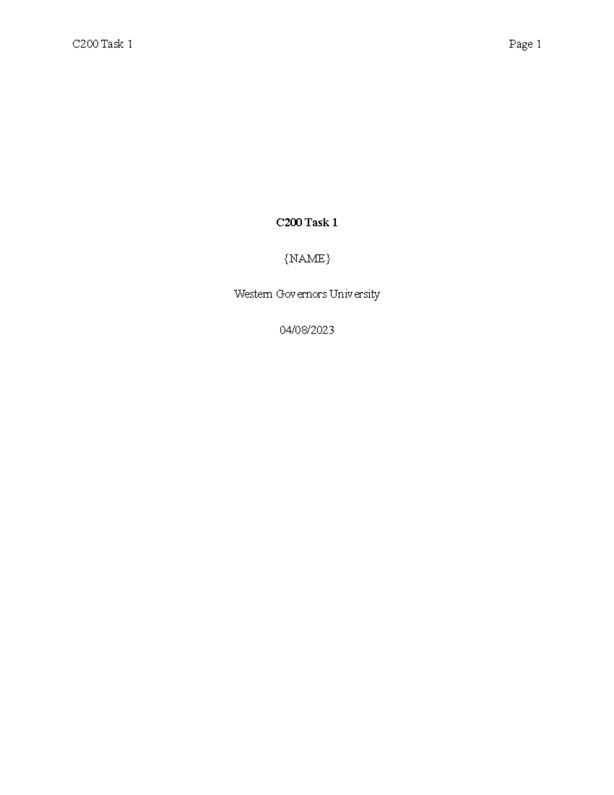 C200 Task 1 - Full assignment! Passed, no revisions. (references ...