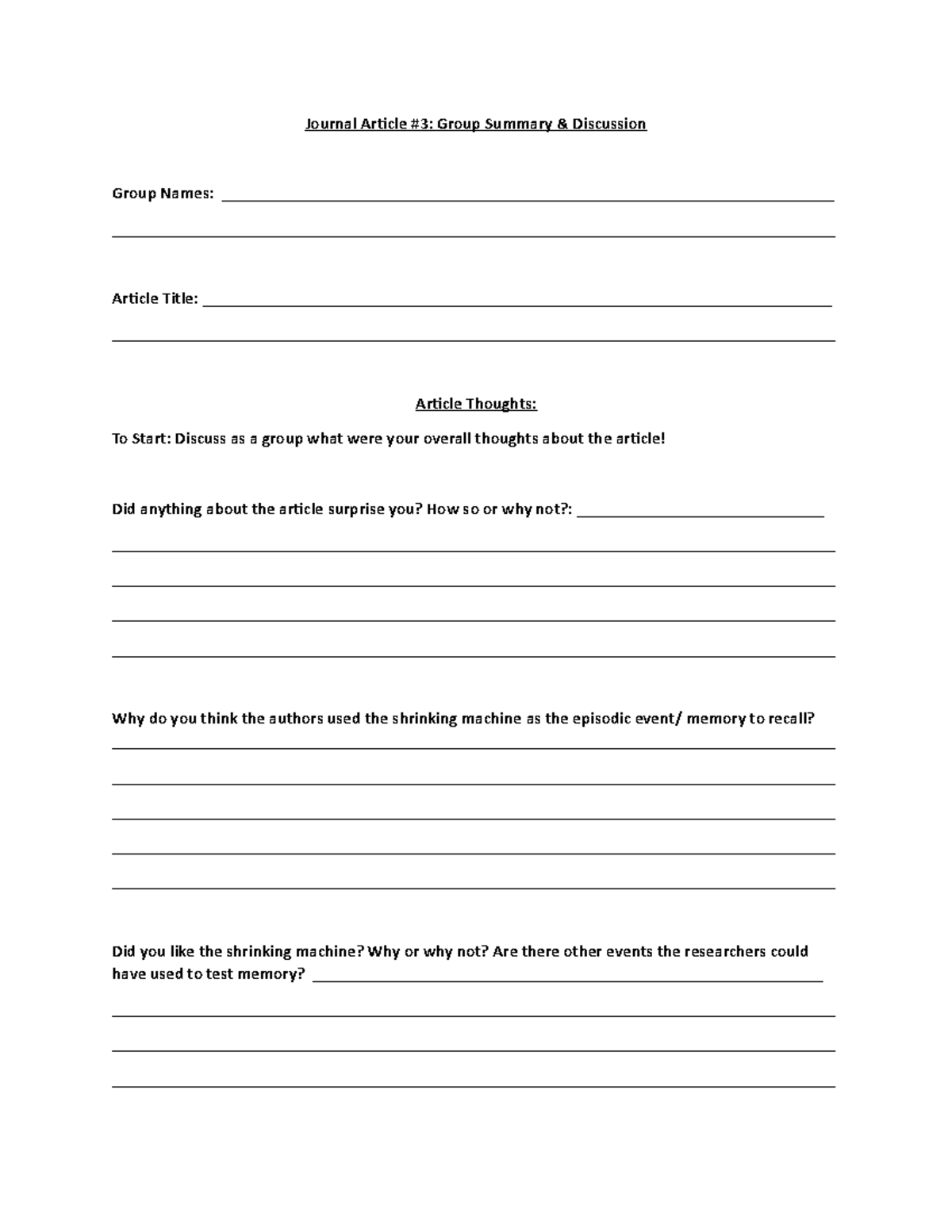 Article 3 Activity- group activity to work on discussing an article ...