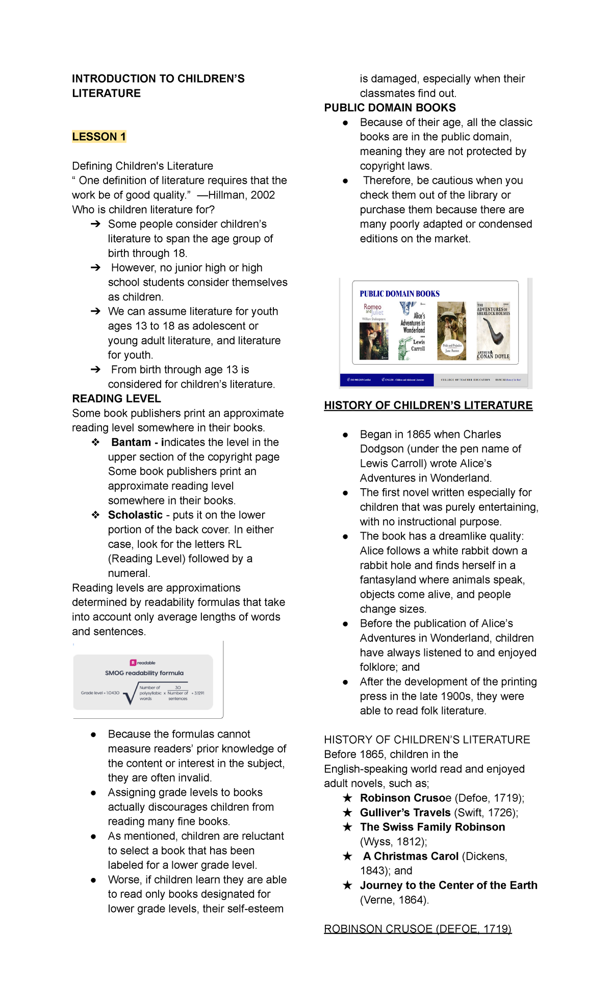 Introduction TO Children’S Literature - INTRODUCTION TO CHILDREN’S ...