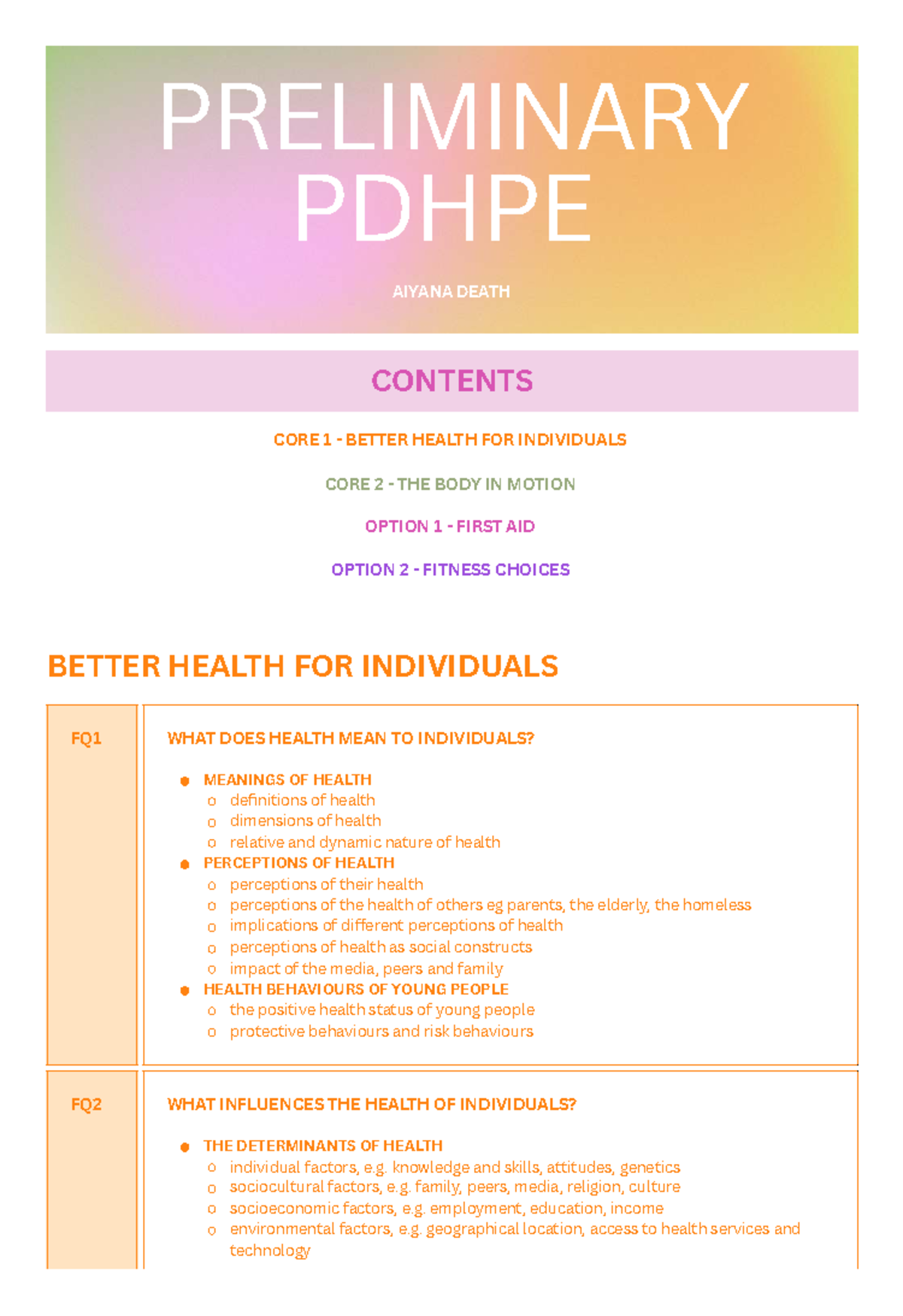 Preliminary pdhpe summary 64f12e1fb6398 - ####### CORE 1 - BETTER ...