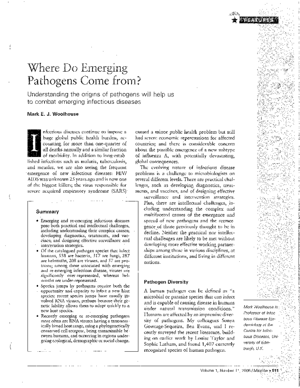 Where Pathogens From - Resource provided by professor. - BIOL294H - Studocu