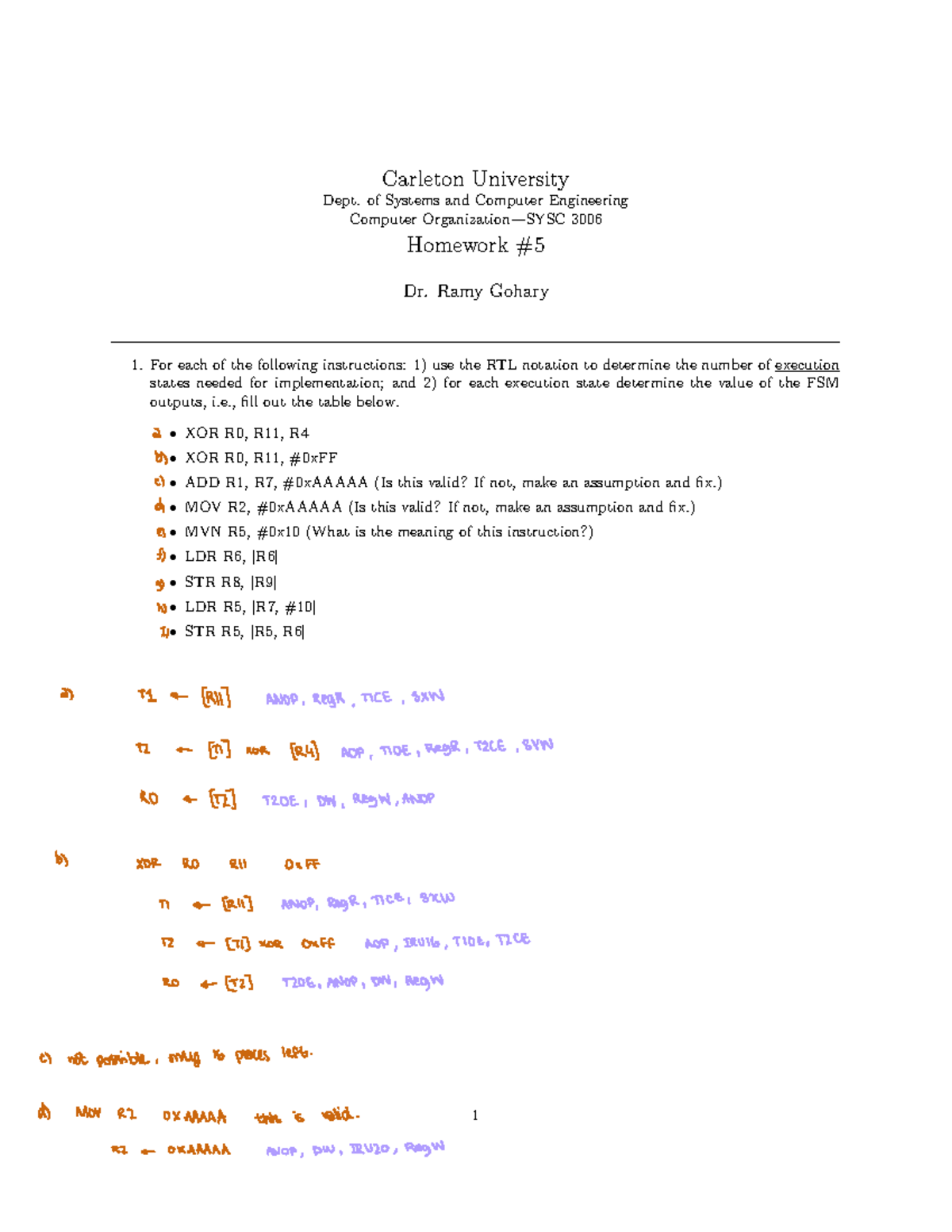 Homework 5 - Carleton University Dept. of Systems and Computer ...