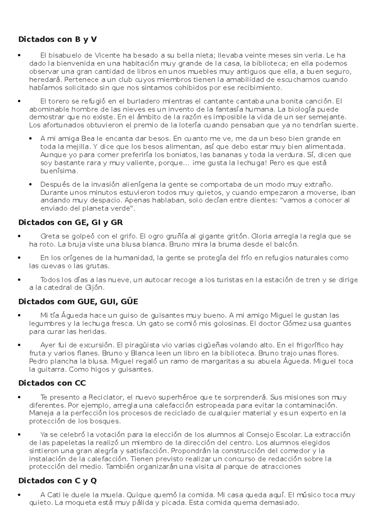 Dictados con B y V - trabajos para realizar tareas de las asignaturas ...