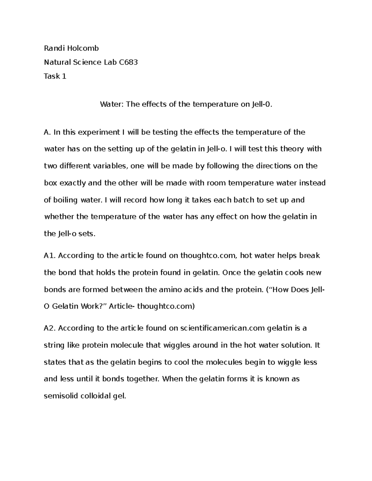 Natural Science Lab - Randi Holcomb Natural Science Lab C Task 1 Water ...