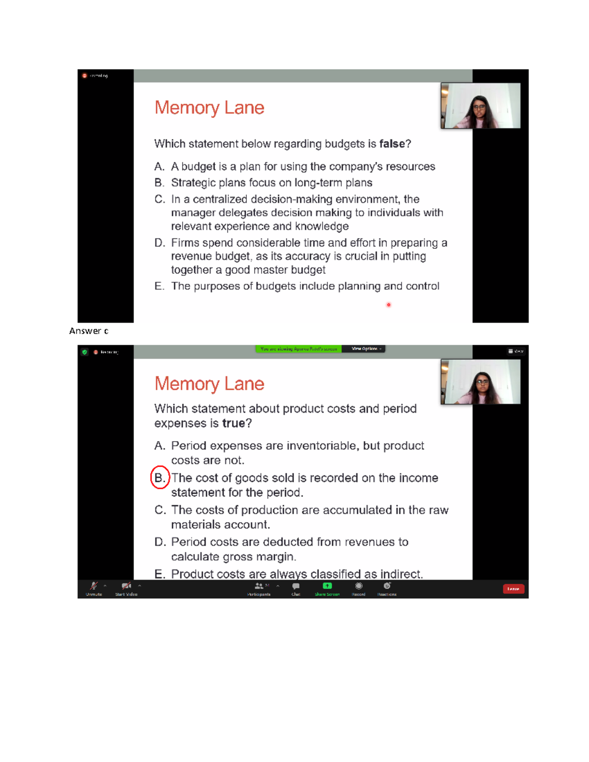 Chapter 10 practice - Managerial accounting - BUS A202 - Answer c ...