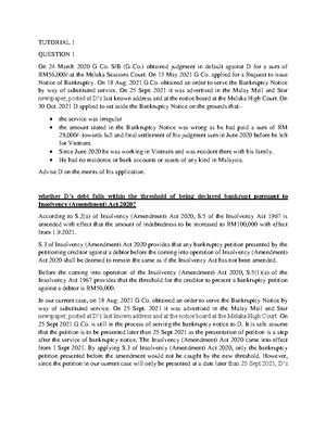 Tutorial 12 Week 13 Group 2 - Group No: 2 Tutorial 12 -Week 13 Question ...