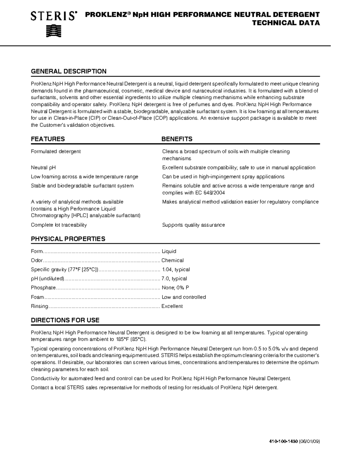 Pro Klenz NPH TDS - PROKLENZ® NpH HIGH PERFORMANCE NEUTRAL DETERGENT ...