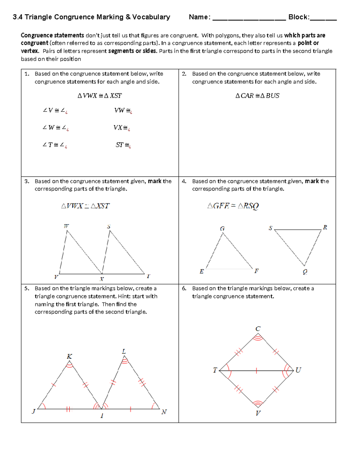3 - heyyyy - 3 Triangle Congruence Marking & Vocabulary Name ...