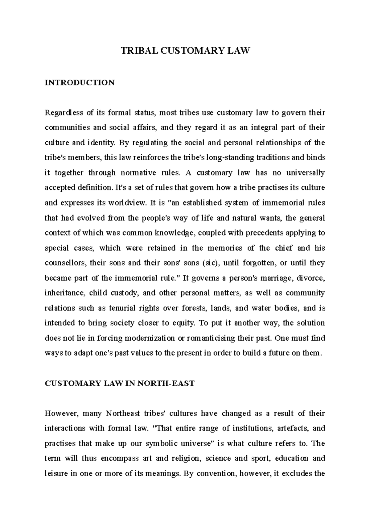 Tribal Customary LAW - Lecture notes 6 - Diploma in Tribal Studies ...