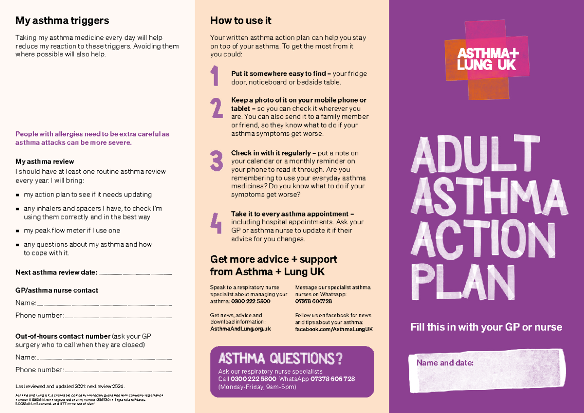 Your asthma plan a4 trifold digital july22 - How to use it Your written ...