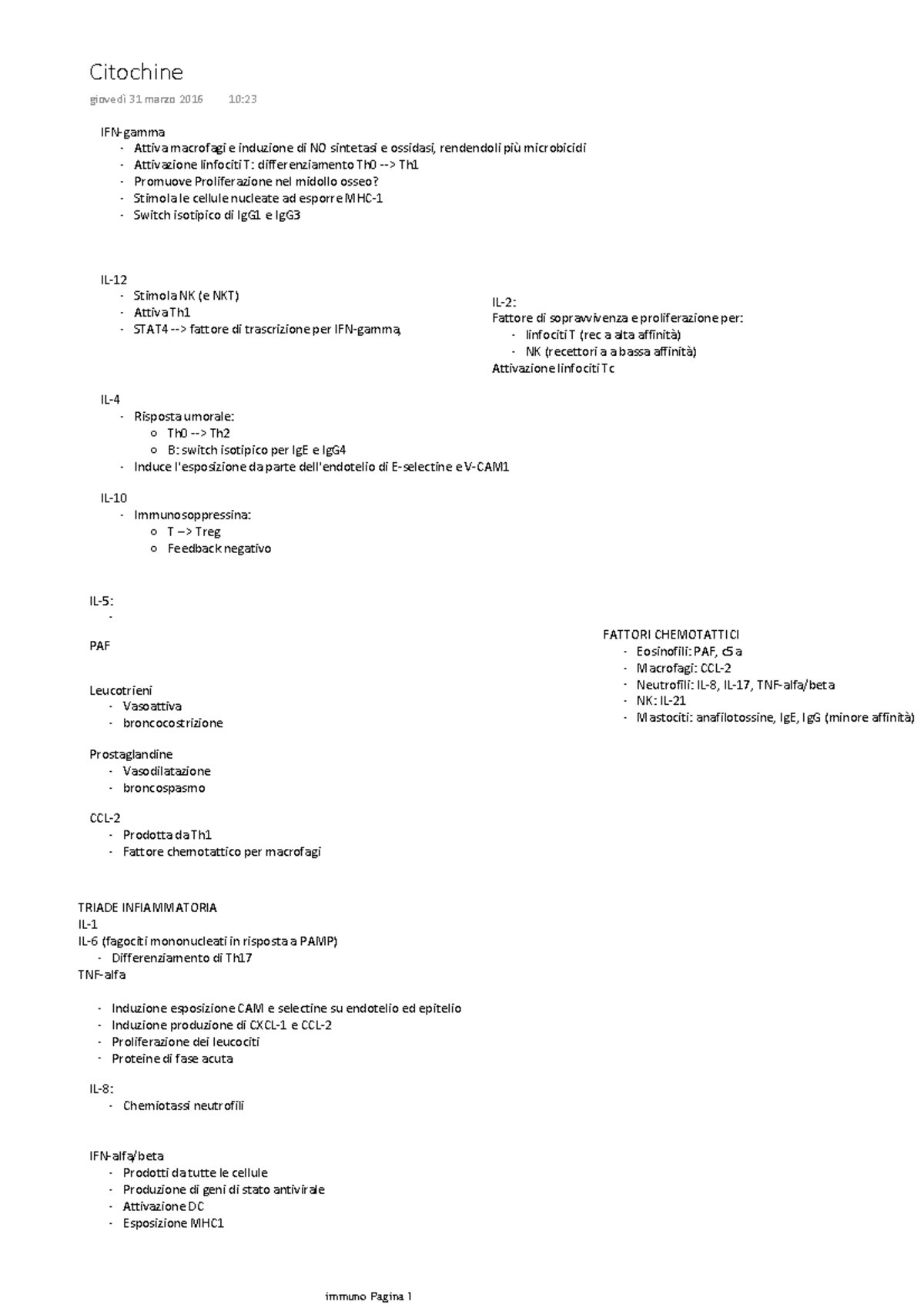 Appunti - Immunologia - Immunologia e Patologia Generale - Warning: TT: undefined function: 32 ...