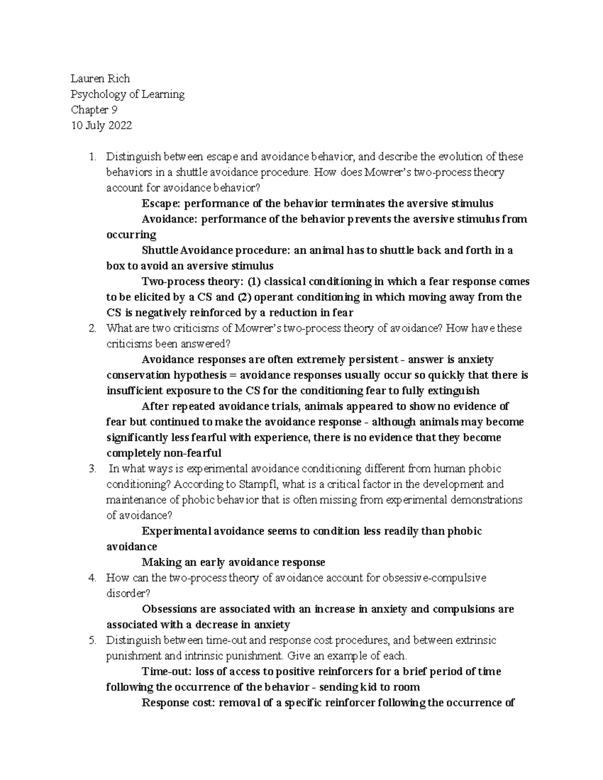 Chapter 9 - Lauren Rich Psychology of Learning Chapter 9 10 July 2022 ...