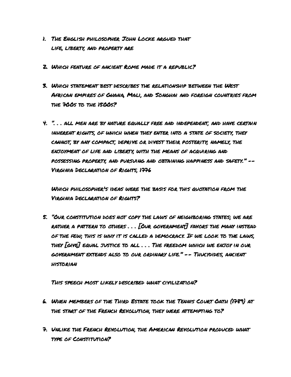 Unit 2 Study Guide - asd - The English philosopher John Locke argued ...