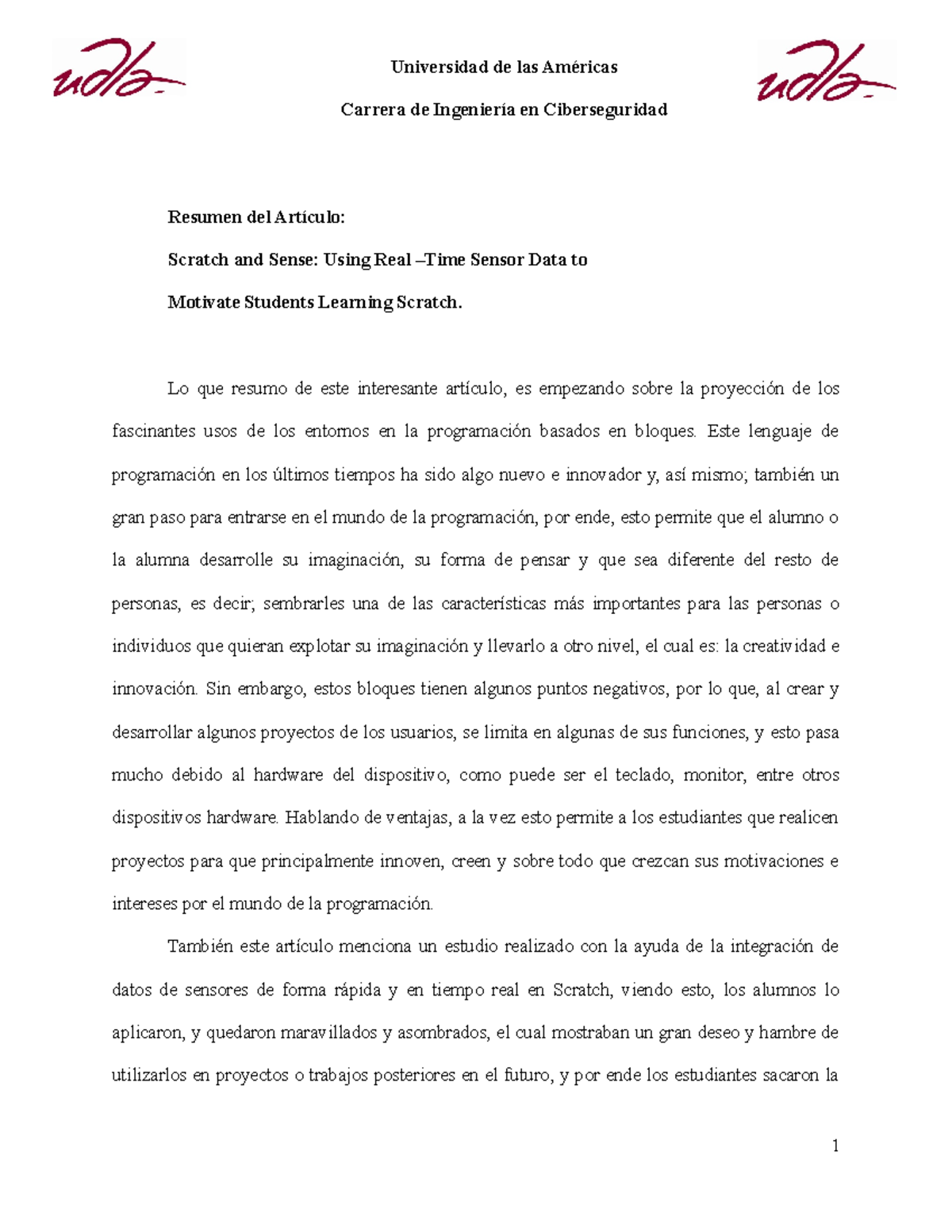 Resumen Artículo Scratch - Carrera de Ingeniería en Ciberseguridad ...