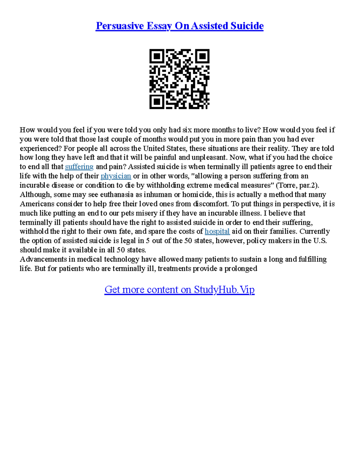 Assisted Suicide Persuasive Essay - Persuasive Essay On Assisted ...