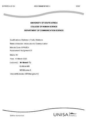 DPR2604 Portfolio Examination June 2023 - DPR2604-23-S1 ASSIGNMENT 03 2023 UNIVERSITY OF SOUTH ...