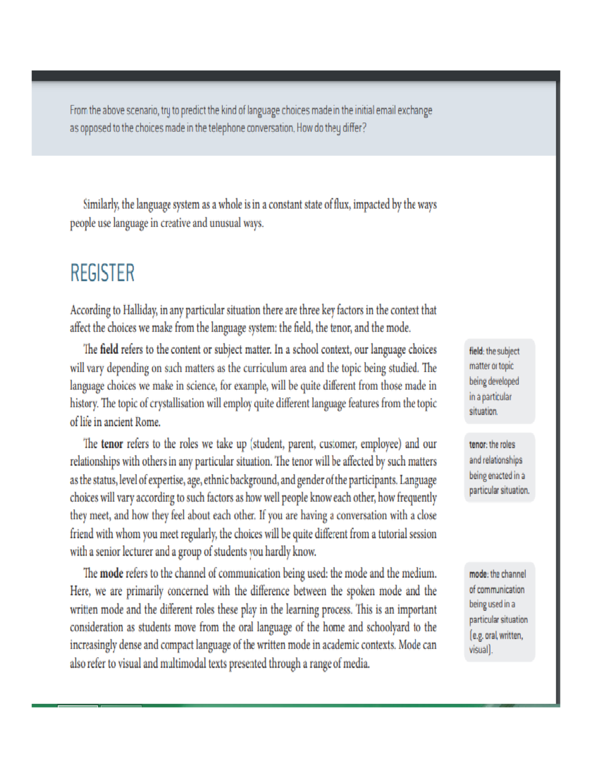 Register English Discourse - BSE _ english - CHMSC - Studocu