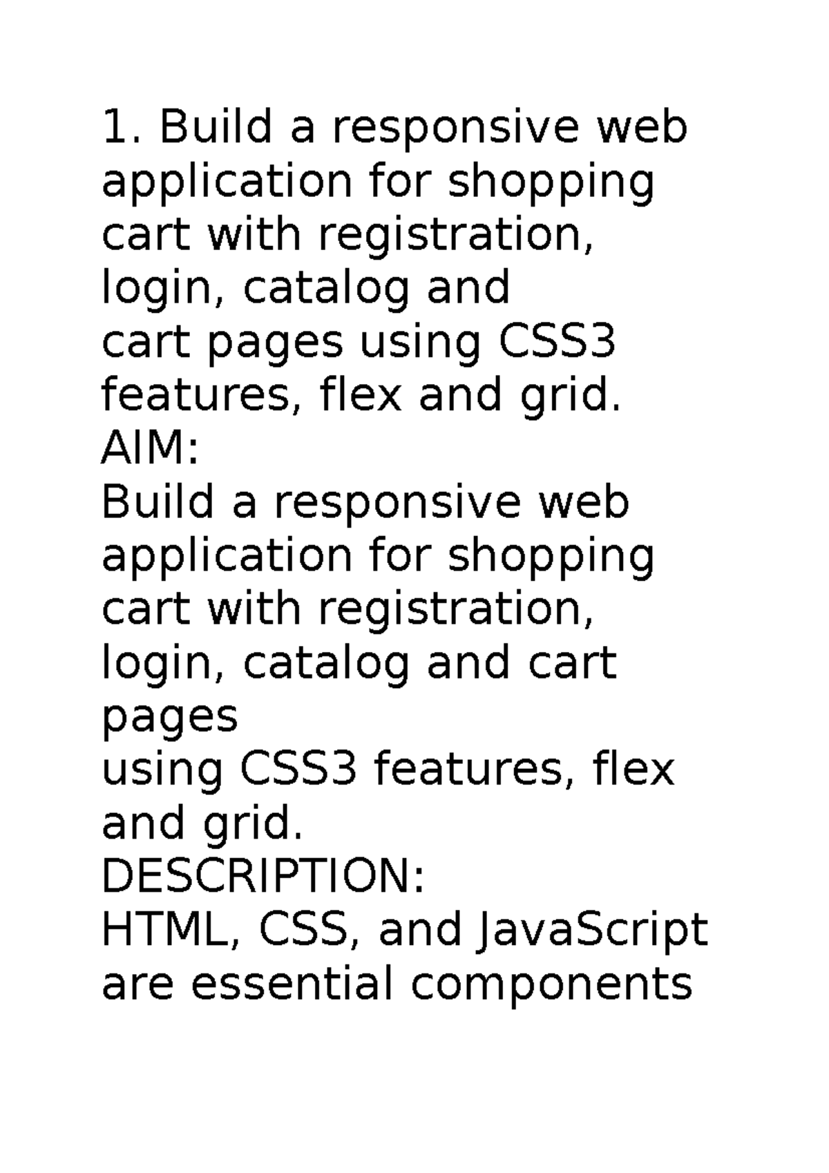 Node - 1. Build a responsive web application for shopping cart with registration, login, catalog ...