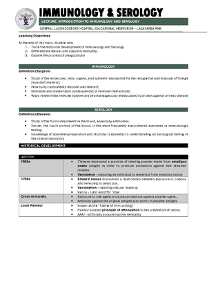 Immuno SERO 4 - IMMUNOLOGY & SEROLOGY LECTURE: ANTIGEN AND MAJOR ...