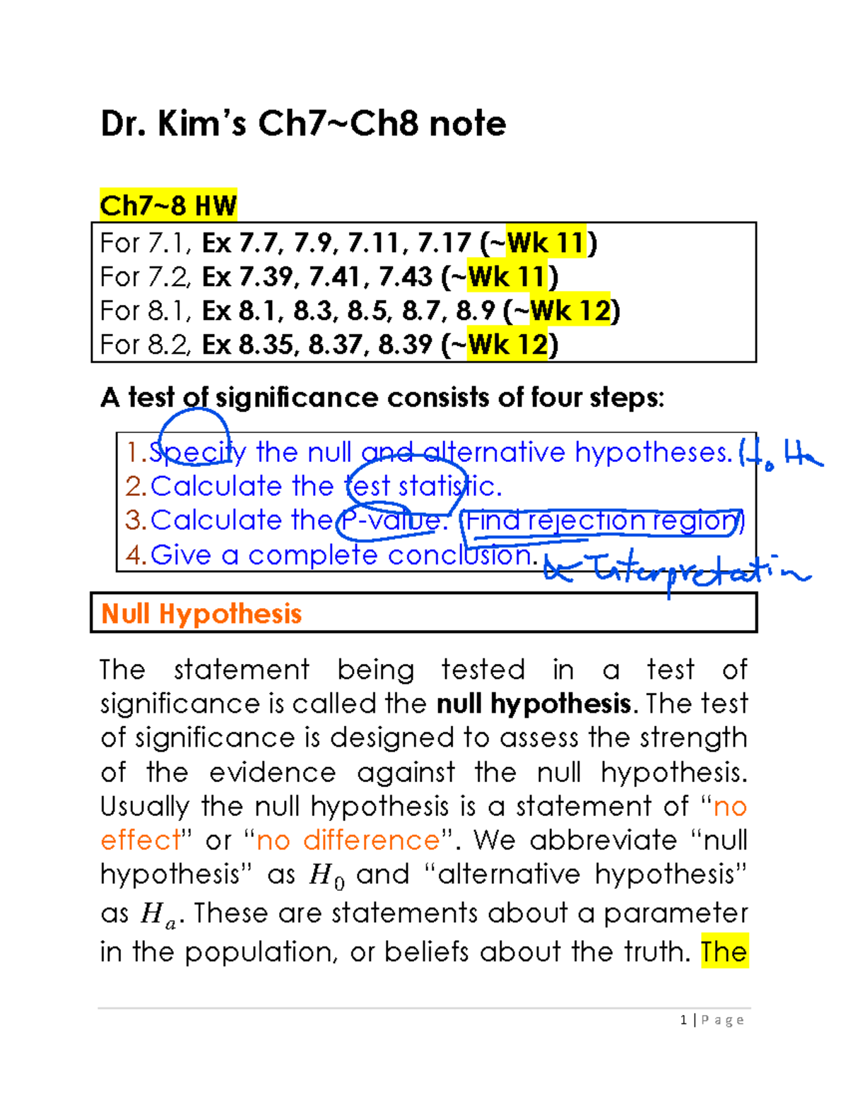 661 F22 L6 105 1122 - dfd - Dr. Kim’s Ch7~Ch8 note Ch7~8 HW For 7, Ex 7, 7, 7, 7 (~Wk 11) For 7 ...