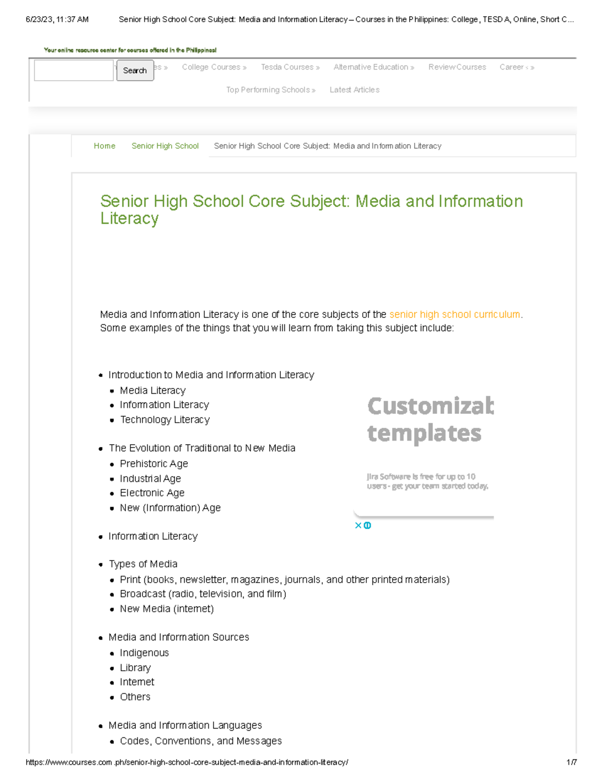 Media and Information Literacy - .. - Studocu