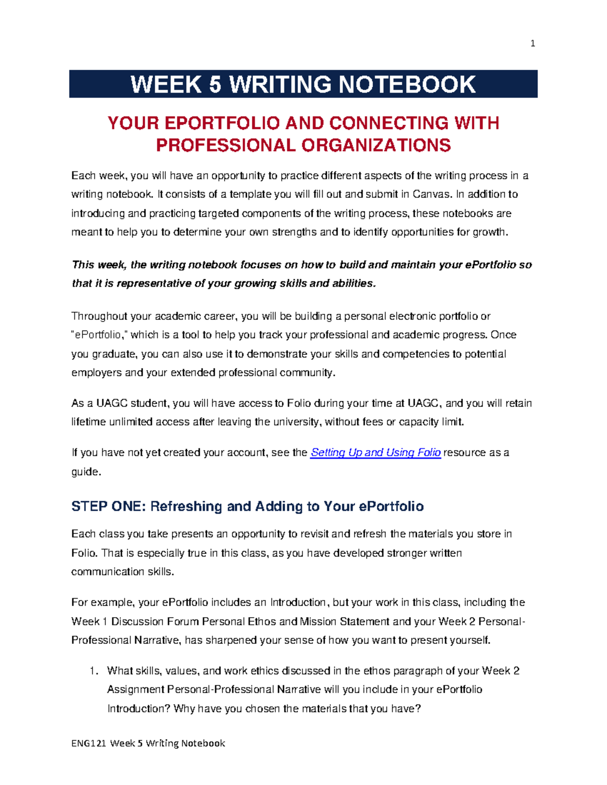 Week 5 Writing Notebook Template - WEEK 5 WRITING NOTEBOOK YOUR ...