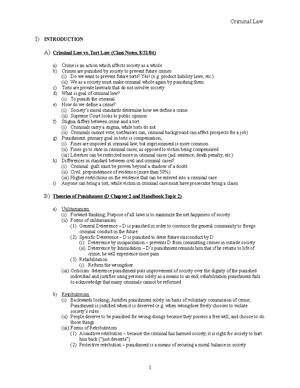 Criminal Law - Prof. Newman 2 - A) Guilty But Mentally Ill a) Jury may ...