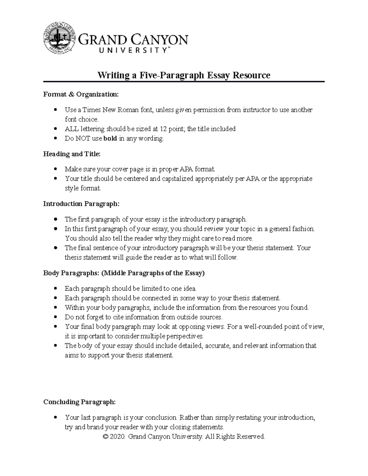UNV-104-RS-Writing a Five Paragraph Essay Resource - Writing a Five ...