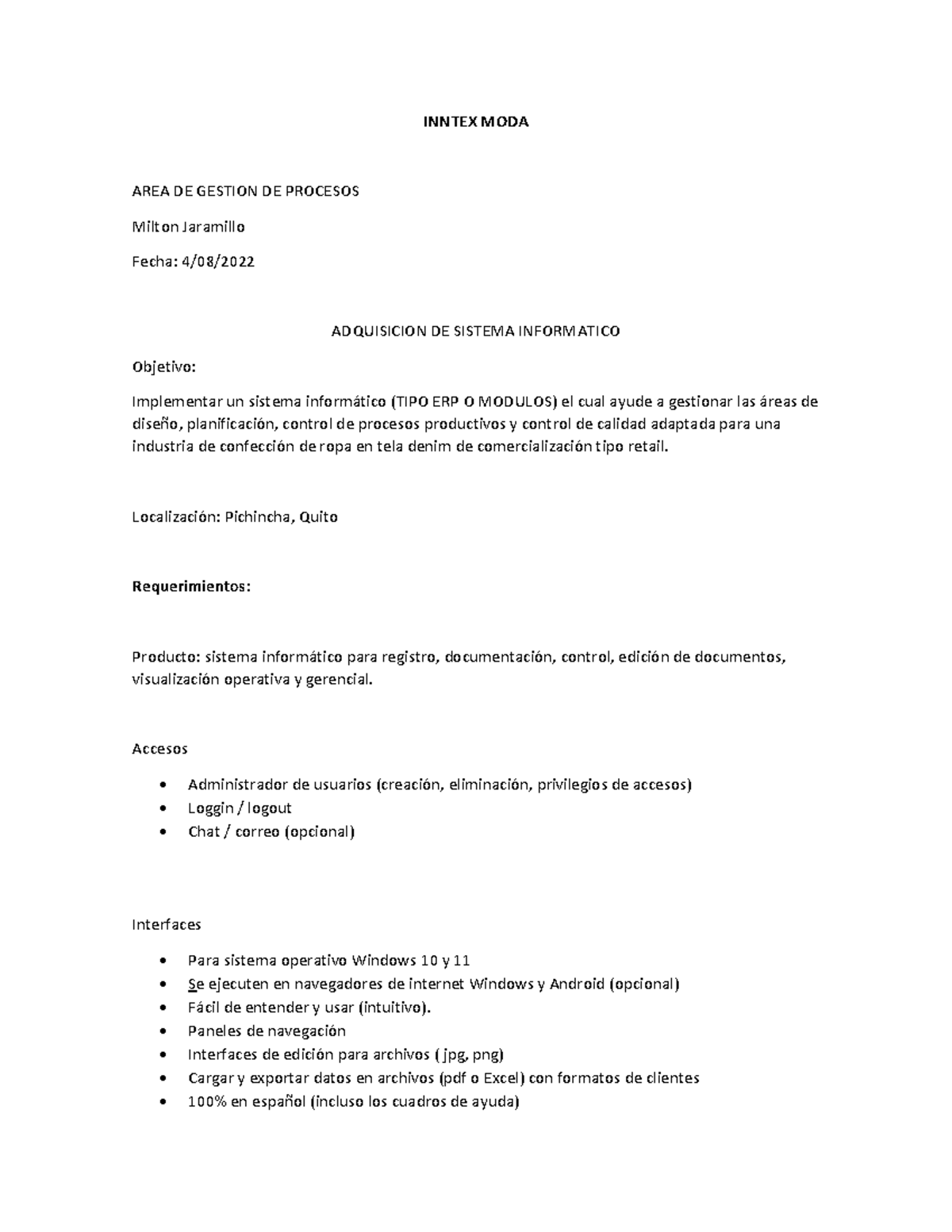 Inntex MOD1 - asdsadsad - INNTEX MODA AREA DE GESTION DE PROCESOS ...