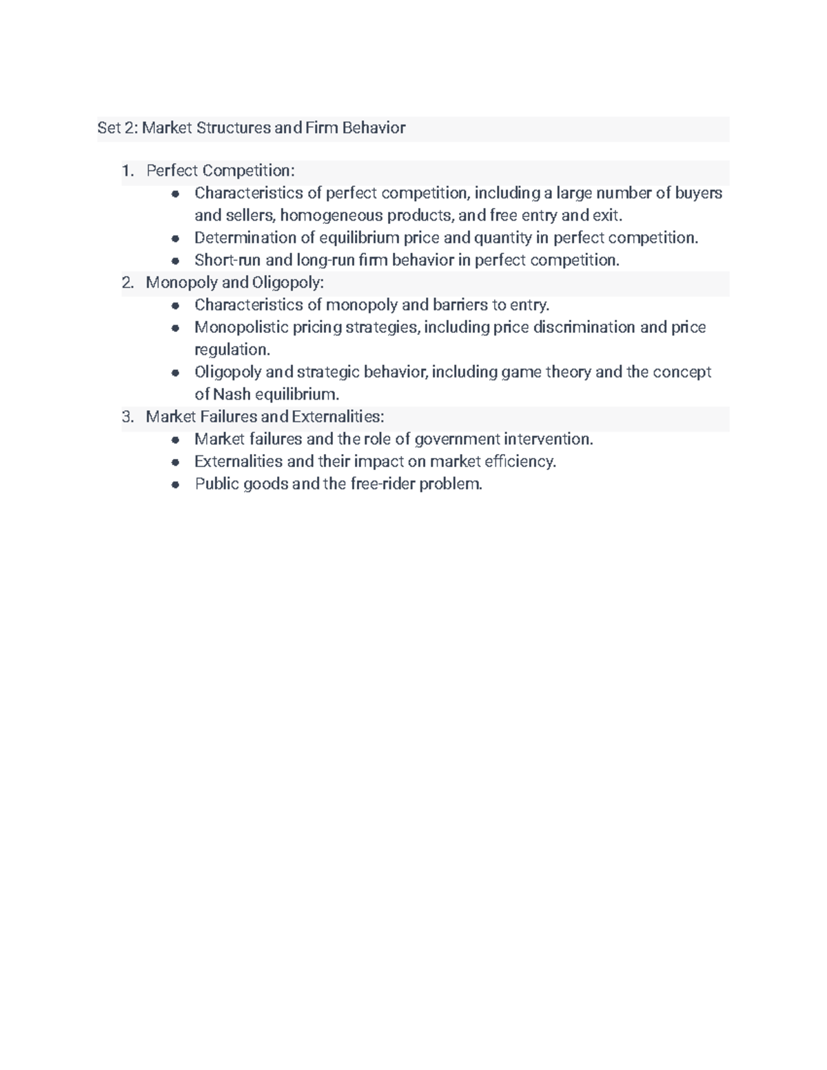 Set 2 Market Structures and Firm Behavior - Set 2: Market Structures ...
