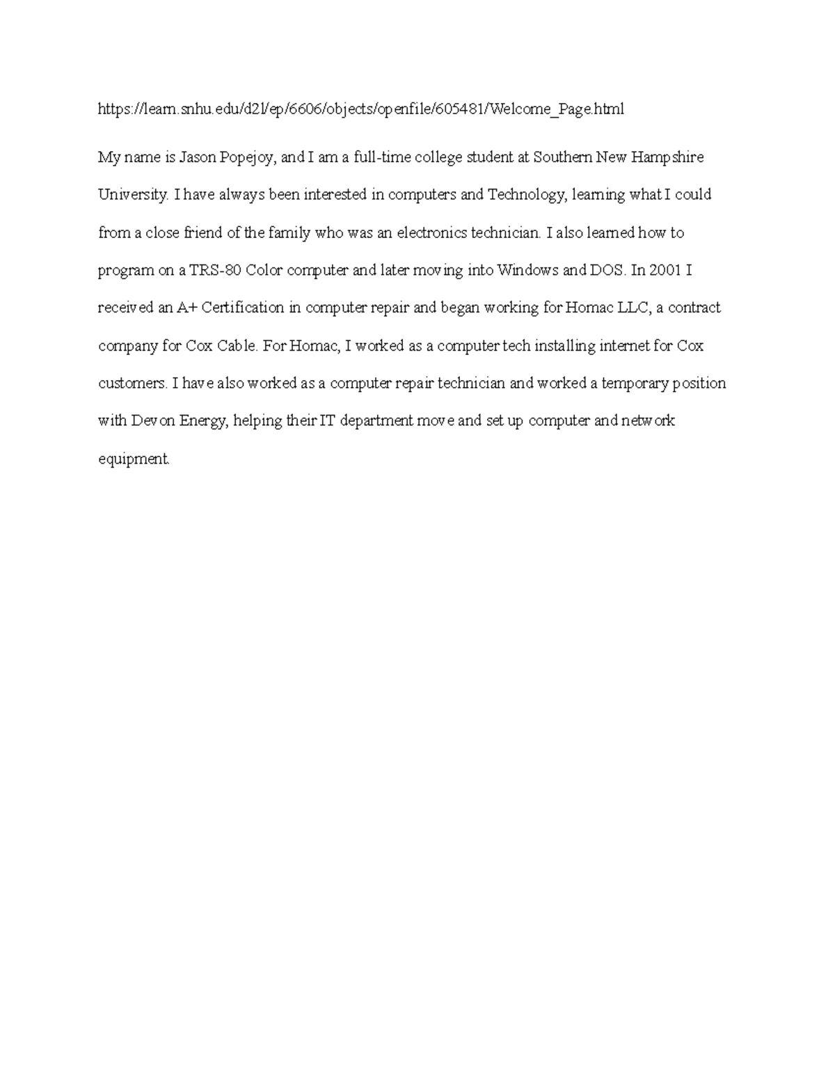 Assignment 1-2 e Portfolio Welcome Page - - Studocu