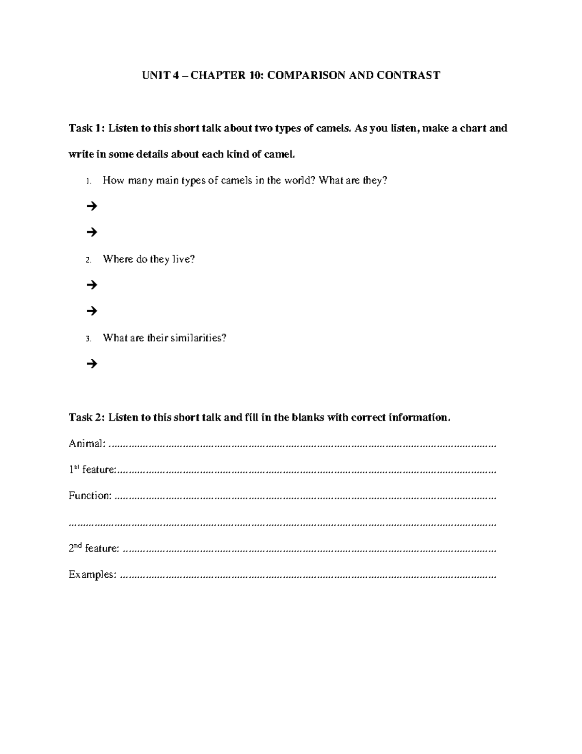 UNIT 4 - Chapter 10 - Handout (Students) - UNIT 4 – CHAPTER 10 ...