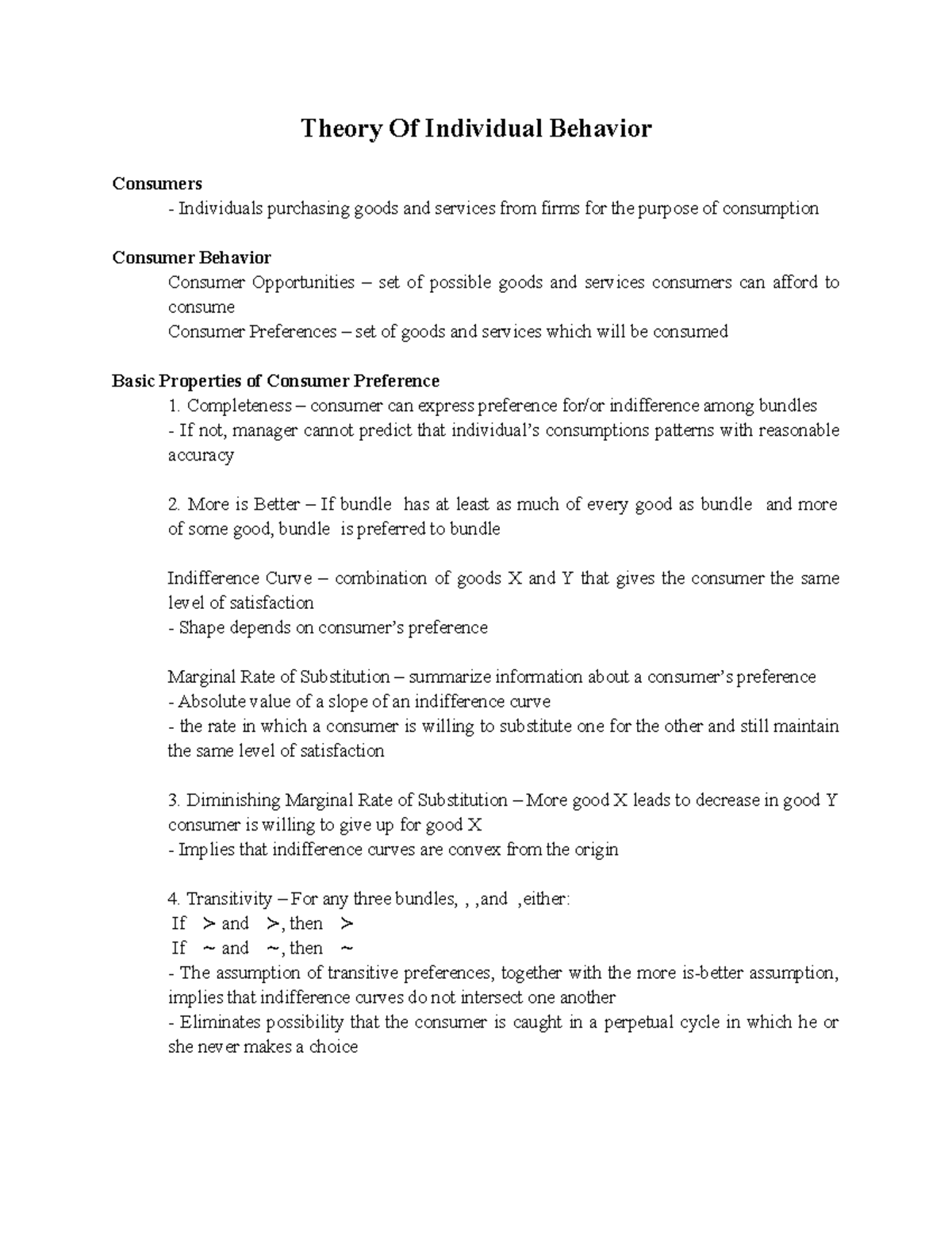 Theory of Individual Behavior part 1 - Theory Of Individual Behavior ...
