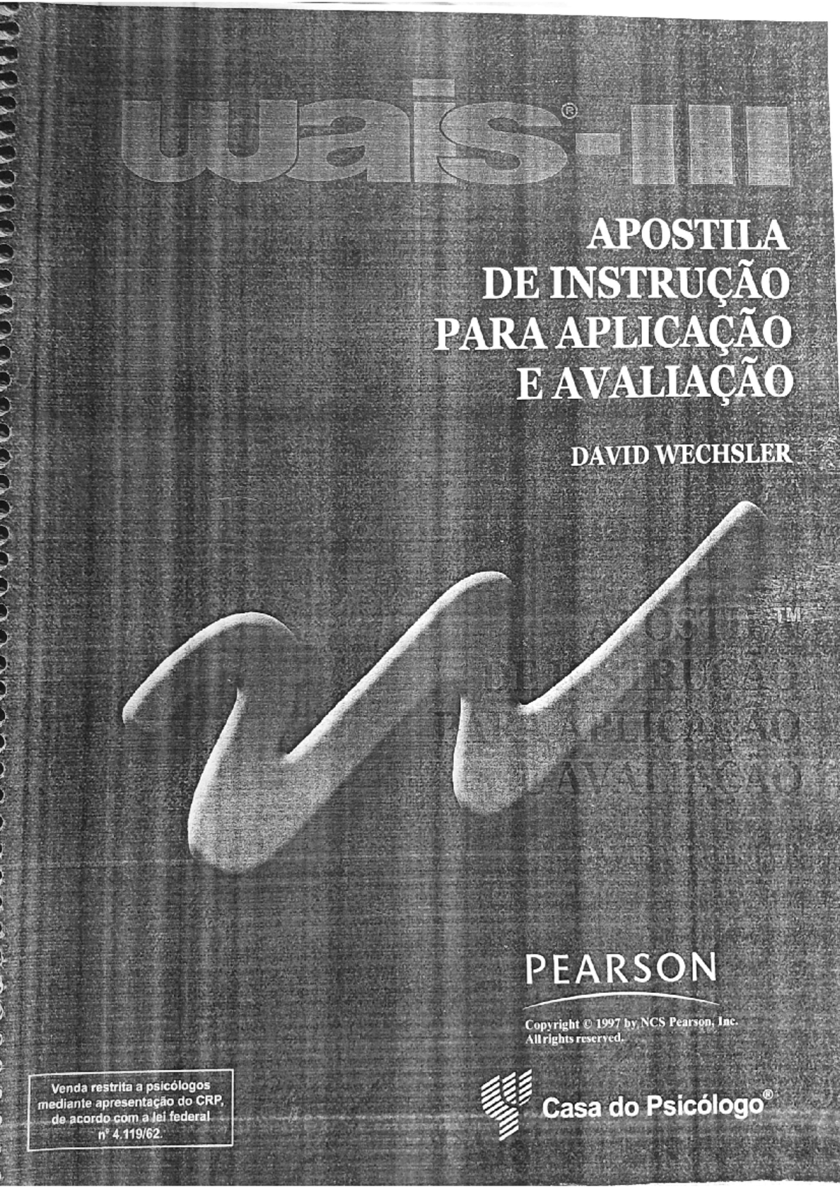 Apostila de instruções do wais III - Avaliação Psicológica - Studocu