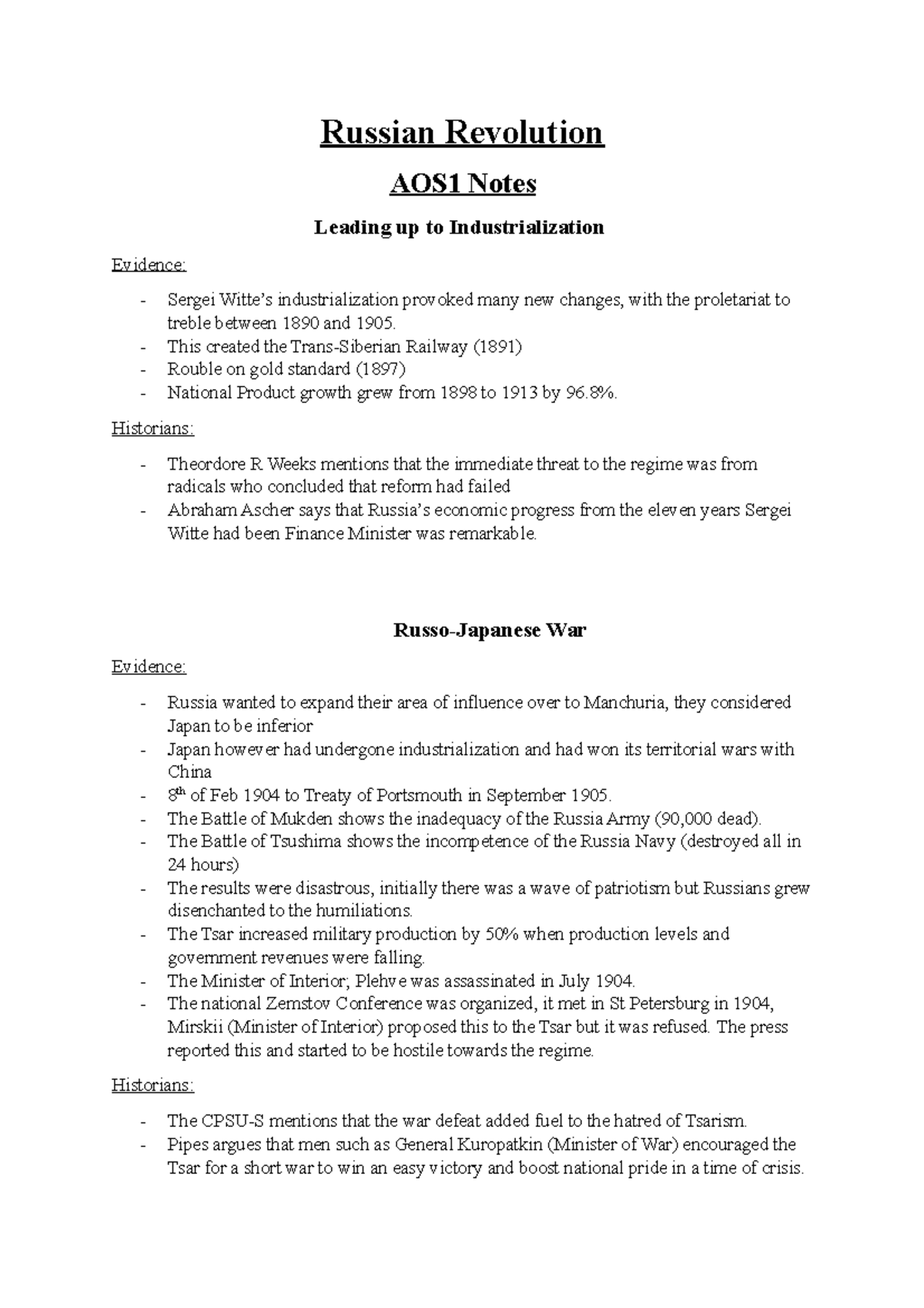 russia revolution - Russian Revolution AOS1 Notes Leading up to ...