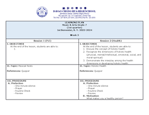 LP (G7- Health) - Lectures, guide for learning - Immaculate Conception ...