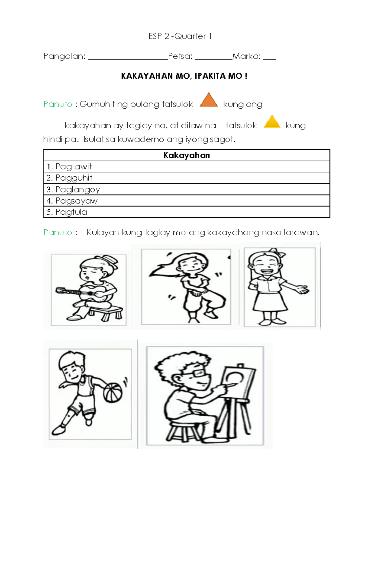 Esp-grade 2-q1-act-sheet compress - ESP 2 - Quarter 1 Pangalan ...