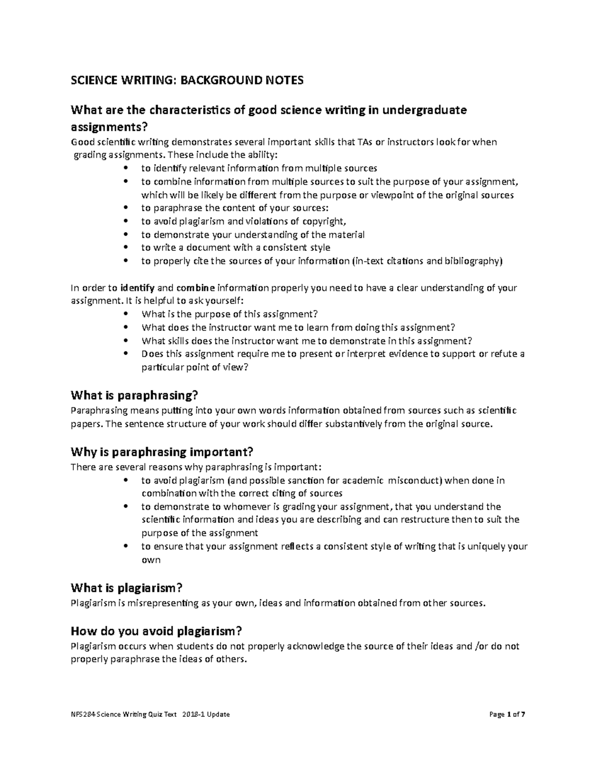 Science Writing Notes 2018-Update - SCIENCE WRITING: BACKGROUND NOTES ...