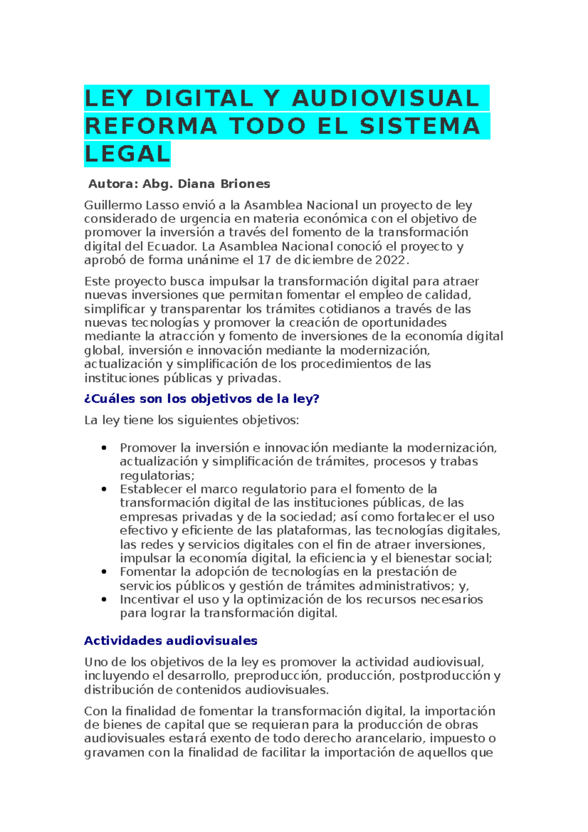 LEY Digital Y Audiovisual Reforma TODO EL Sistema Legal - LEY DIGITAL Y ...