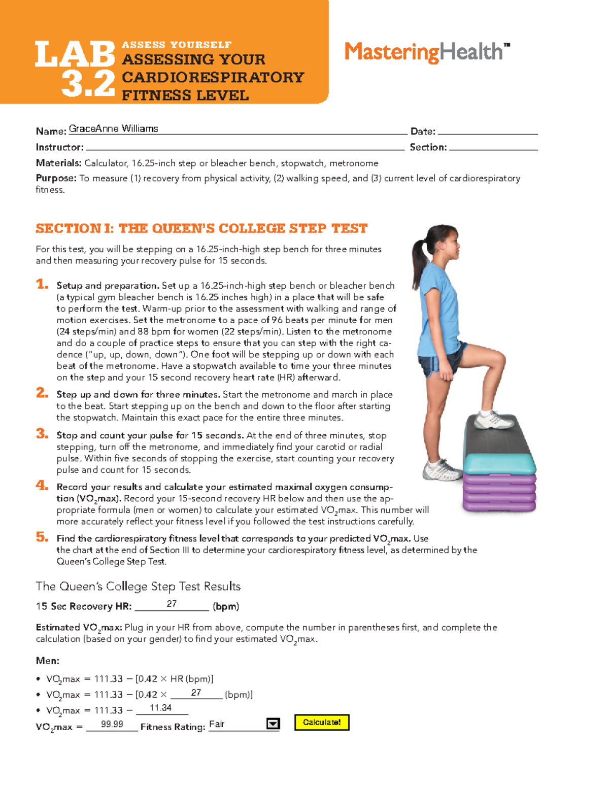 Cardiorespiratory lab 2 - A SSESS YO URSELF ASSESSING YOUR ...