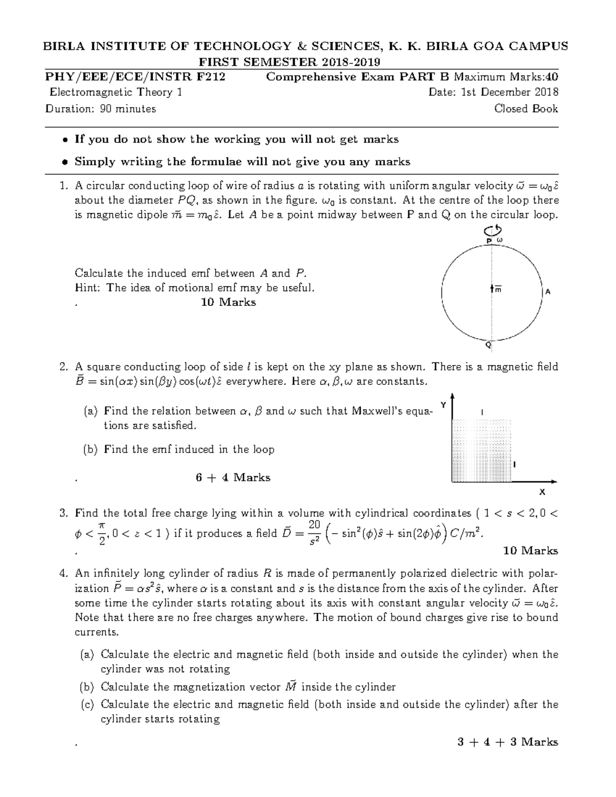 Comprehensive EMT - Compre exam - BIRLA INSTITUTE OF TECHNOLOGY & SCIENCES, K. K. BIRLA GOA ...